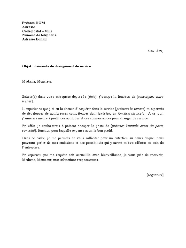 Lettre Changement Service - 0 | PDF