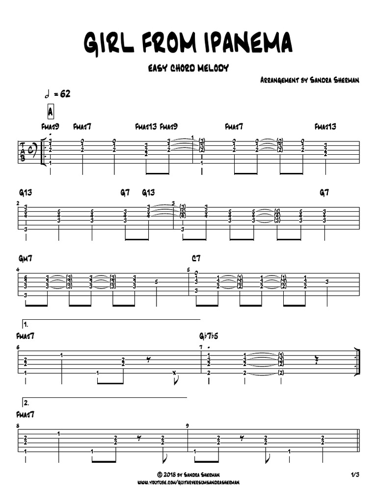Girl From Ipanema Girl From Ipanema: Easy Chord Melody Easy Chord ...