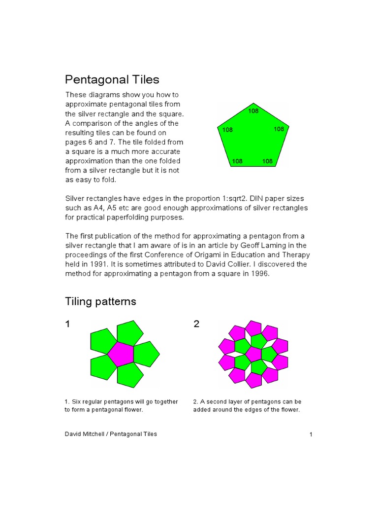 Pentagonal Tiles: Tiling Patterns | Download Free PDF | Rectangle | Origami