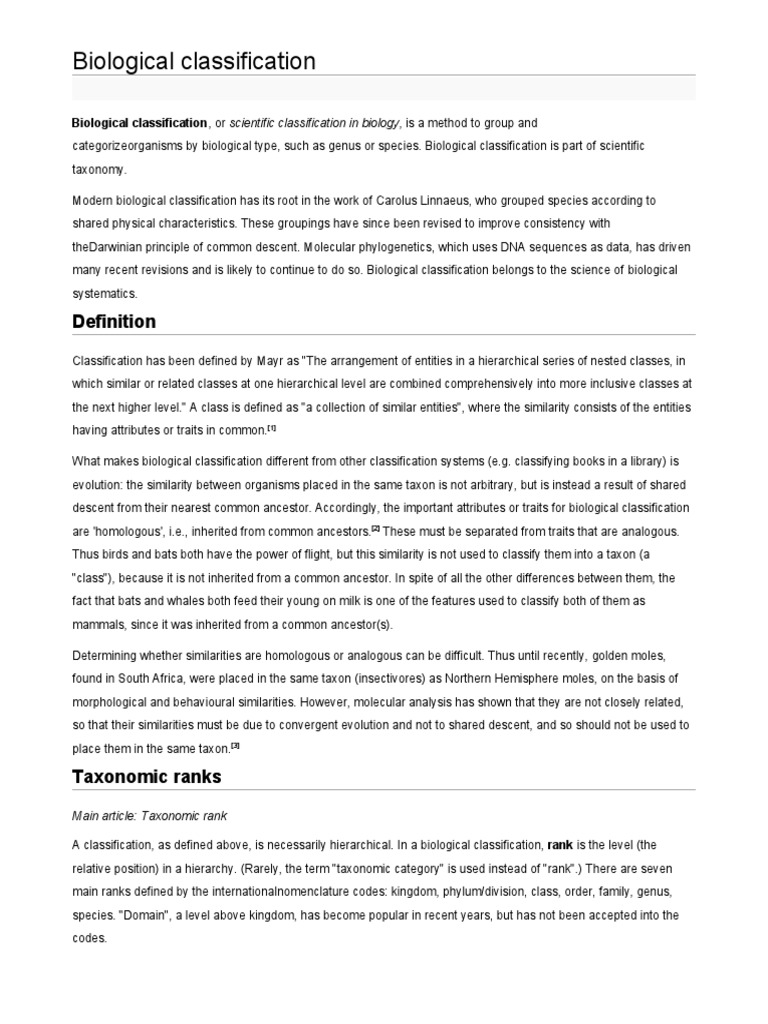 Biological Classification | PDF | Taxonomy (Biology) | Science