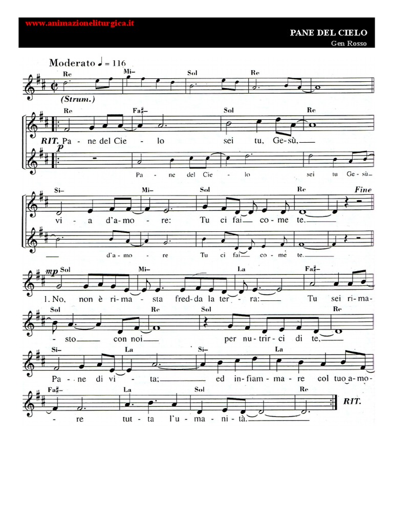 Pane Del Cielo Spartito | PDF