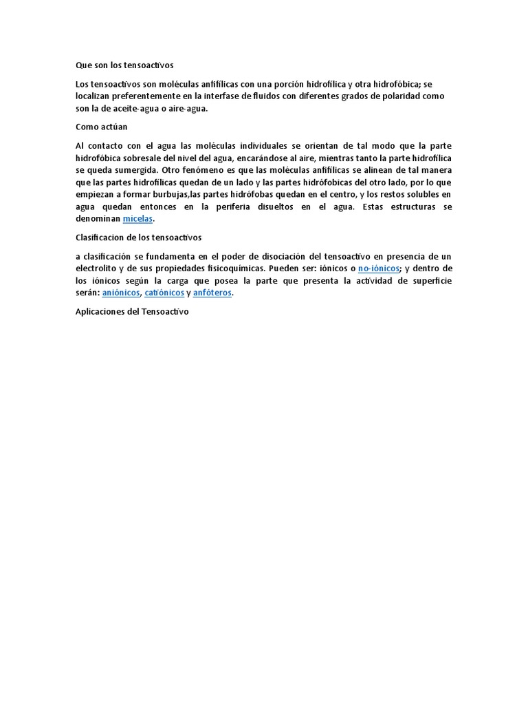 Que Son Los Tensoactivos | PDF