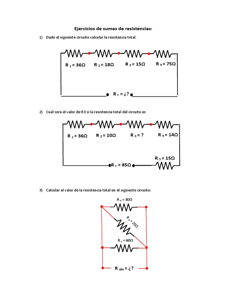 4) Ejercicios Suma de Resistencias | PDF