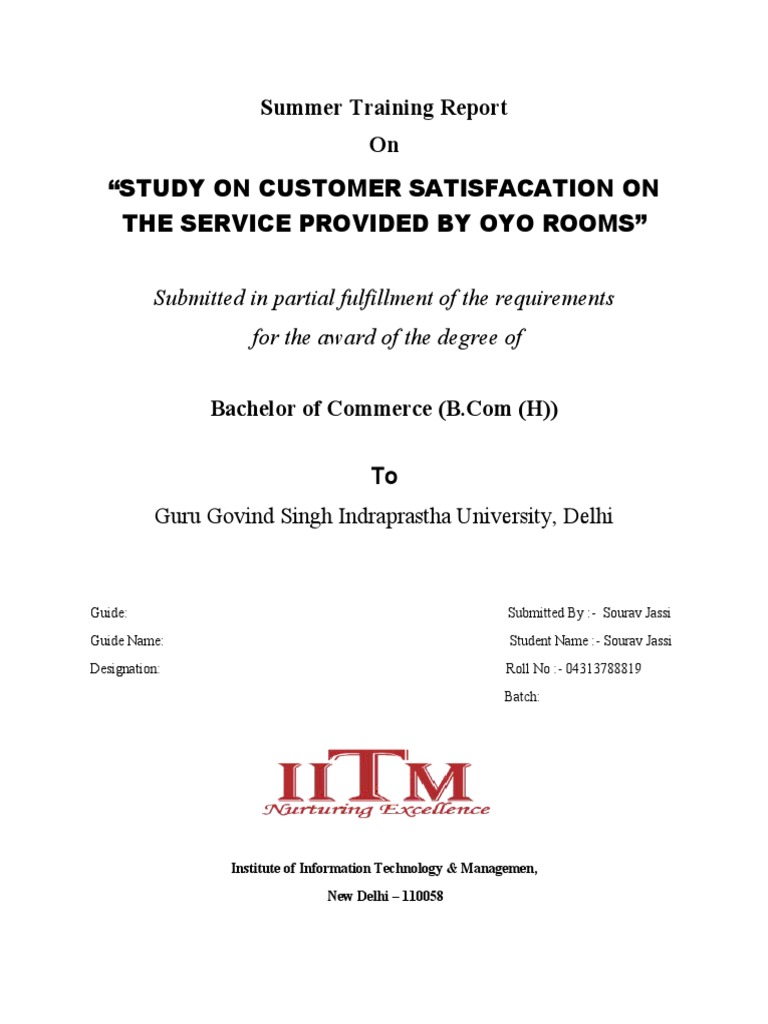 Study On Customer Satisfacation On The Service Provided by Oyo Rooms ...