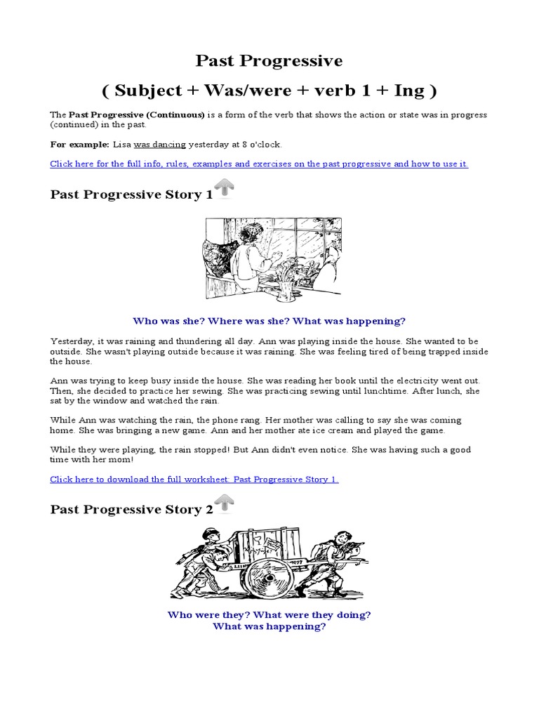 Three Past Progressive Stories and a Cumulative Verb Tense Review | PDF ...