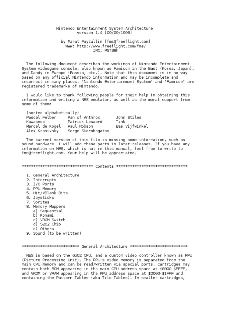 Nintendo Entertainment System Architecture | PDF | Office Equipment ...