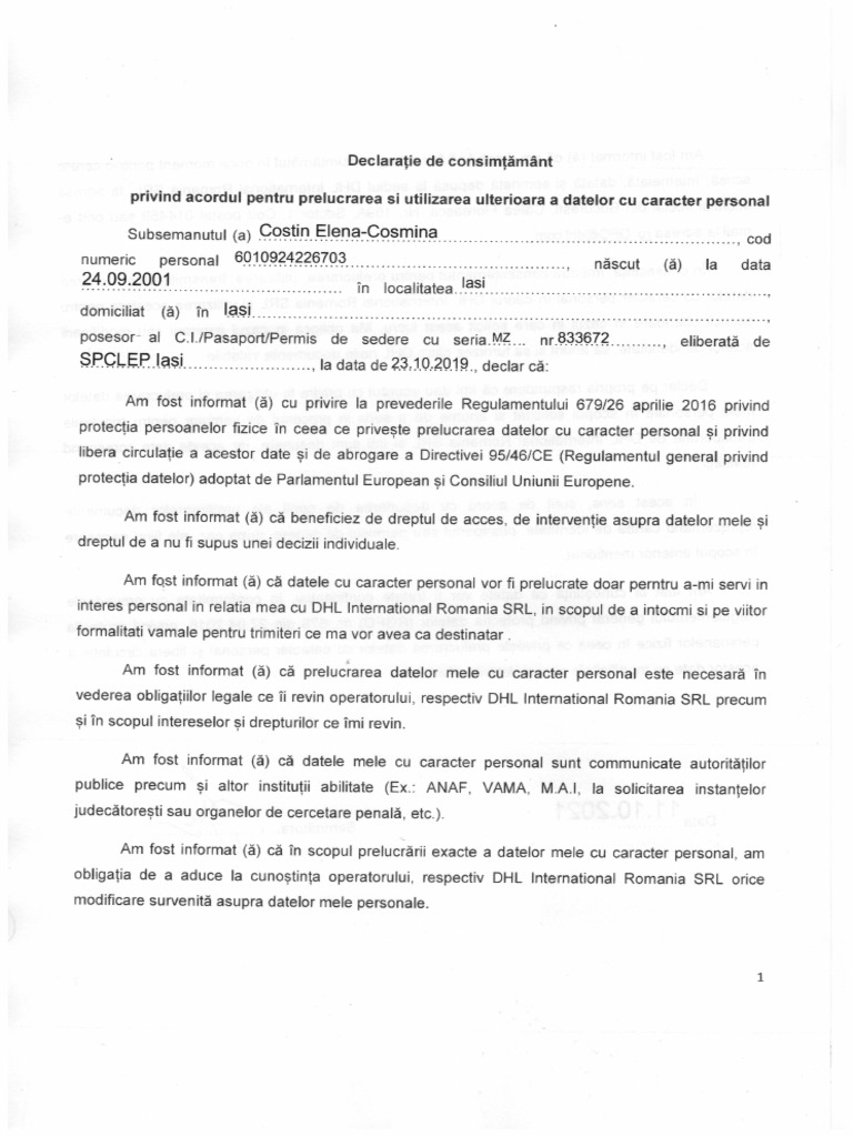 Decl Consimtamant | PDF