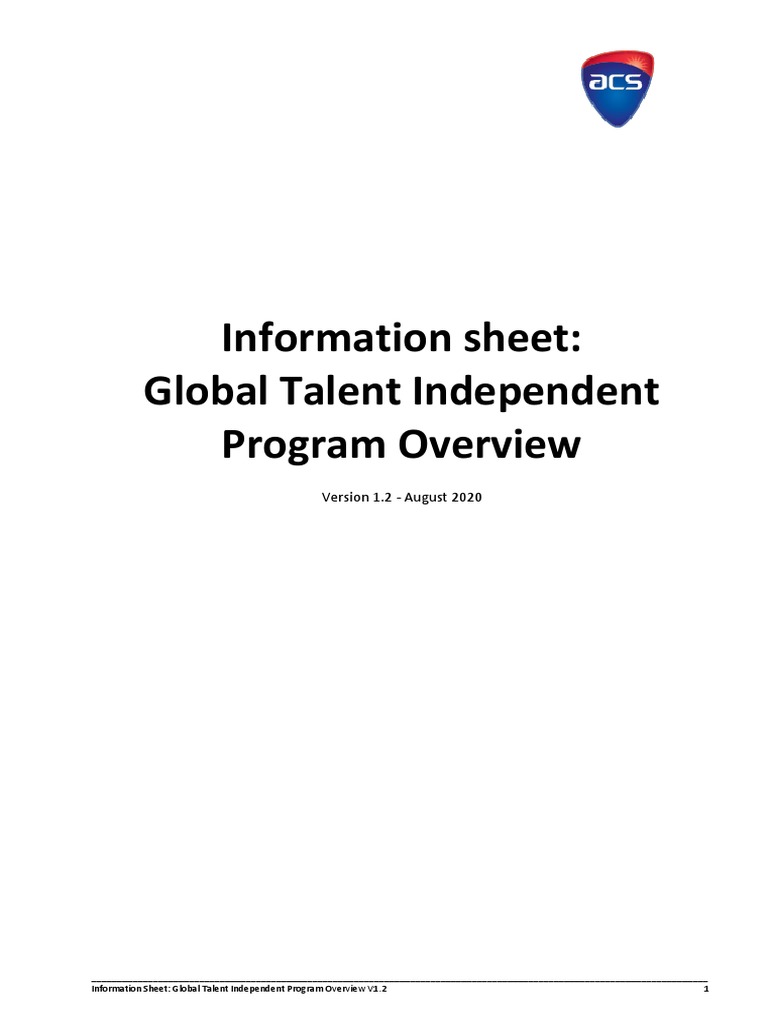 ACS Information Sheet - GTI Overview | PDF | Travel Visa | Australia