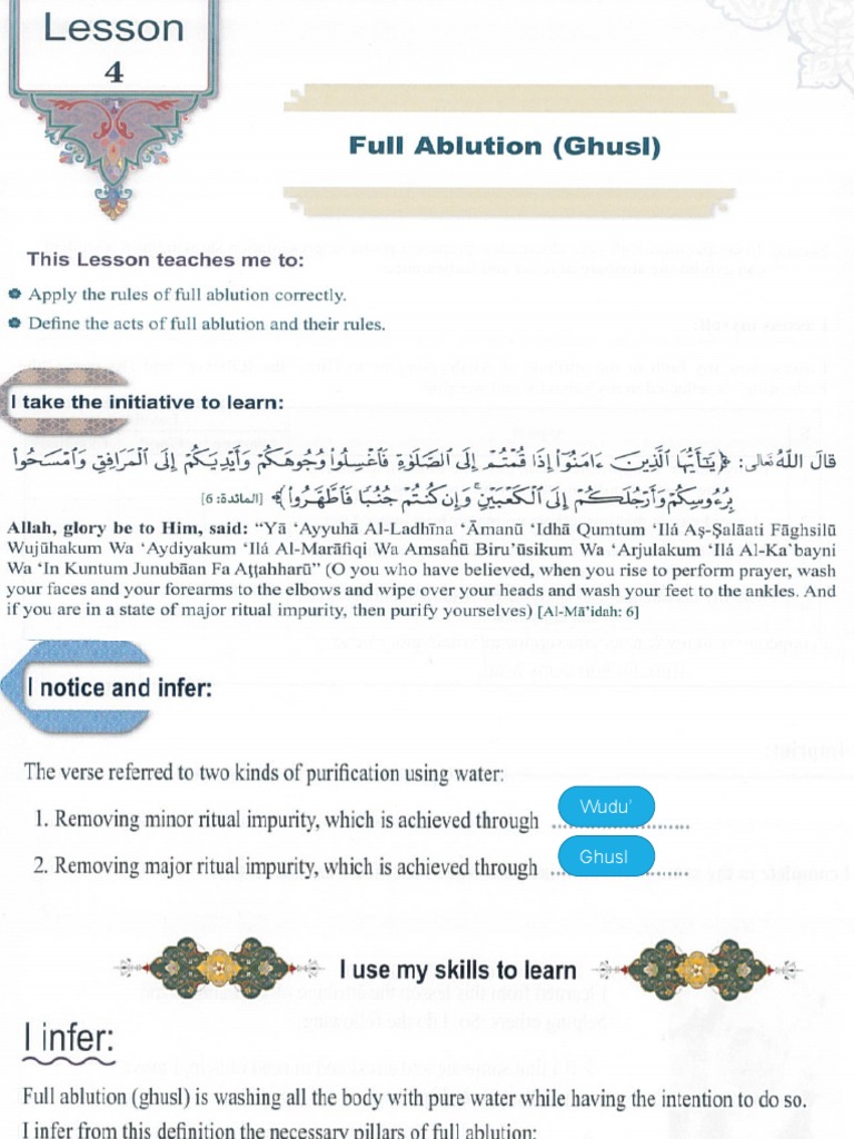 Ghusl and Wudu: Ritual Ablution Guide | PDF | Religion & Spirituality