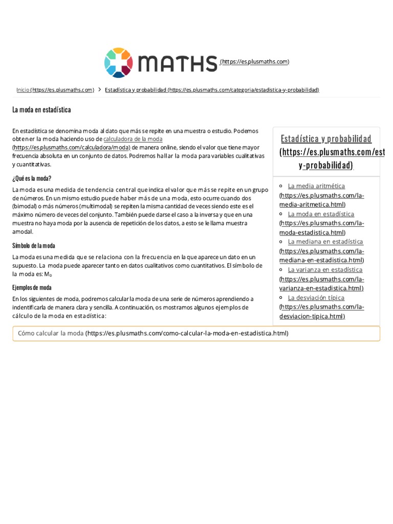 La Moda en Estadística - Qué Es La Moda - Fórmula de La Moda | PDF ...