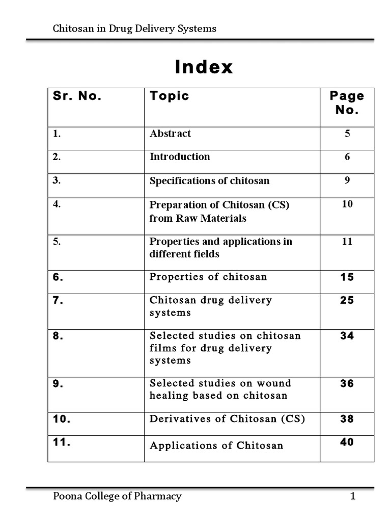 Index: Sr. No. Topic No | PDF | Gel | Tablet (Pharmacy)