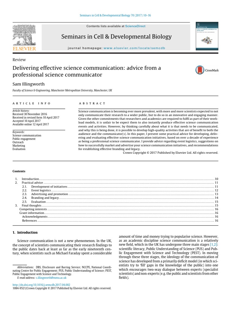 Seminars in Cell & Developmental Biology: Sam Illingworth | PDF | Science | Communication