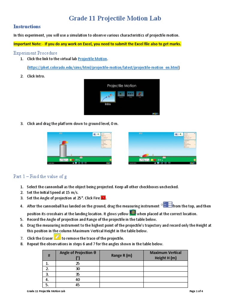 Grade 11 Projectile Motion Lab: Instructions | PDF | Quadratic Equation ...