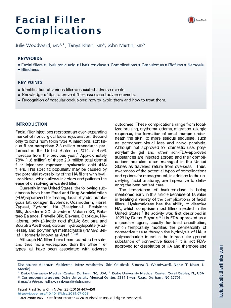 Facial Fillers Complications | PDF | Medical Specialties | Medicine