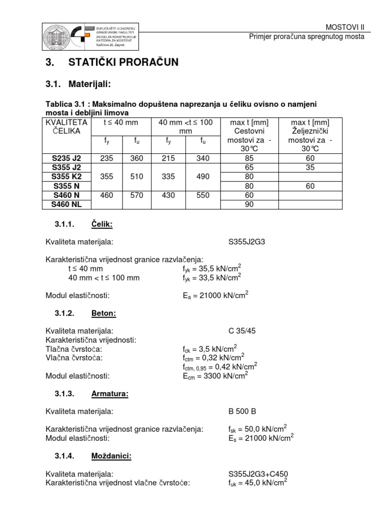 Mostovi II Staticki Proracun | PDF