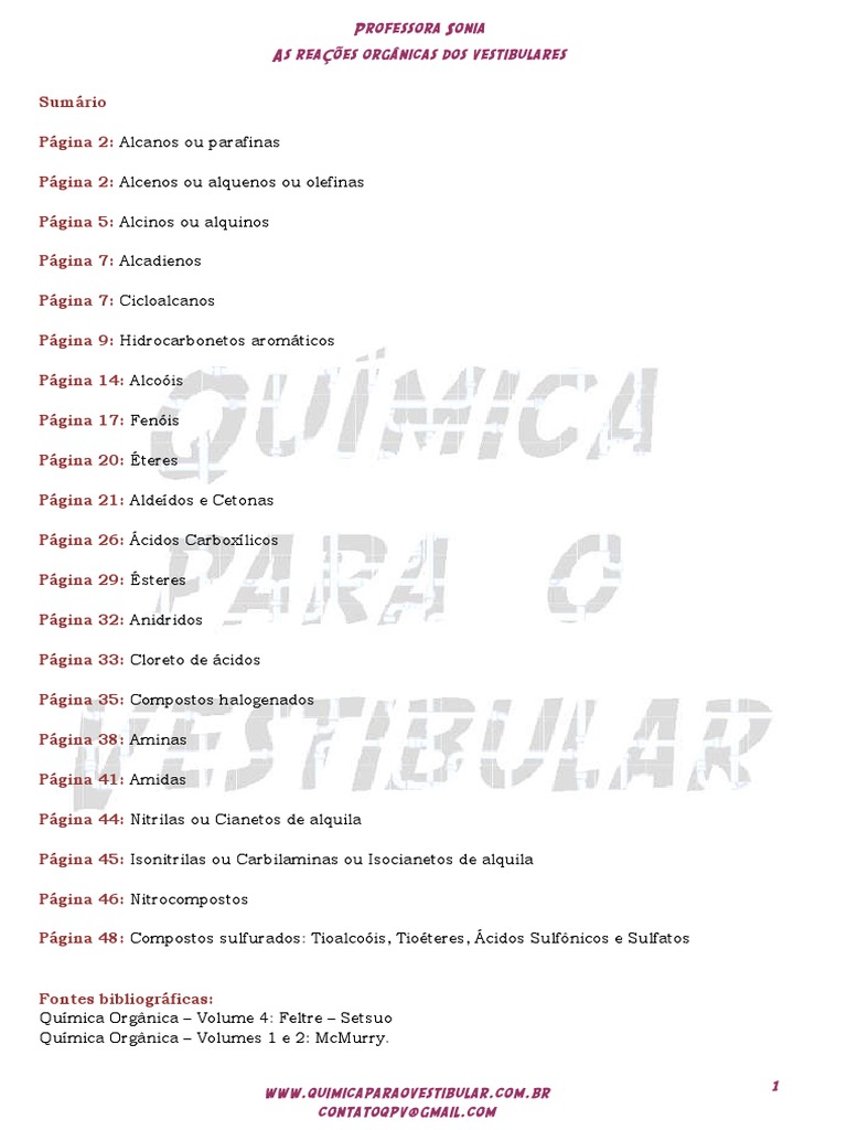 Resumo 20das 20principais 20rea C3 A7 C3 B5es 20org C3 A2nicas | PDF ...