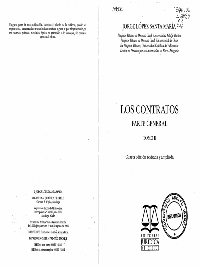 López Santa María, Jorge - Los Contratos. Parte General. Tomo I. Las ...