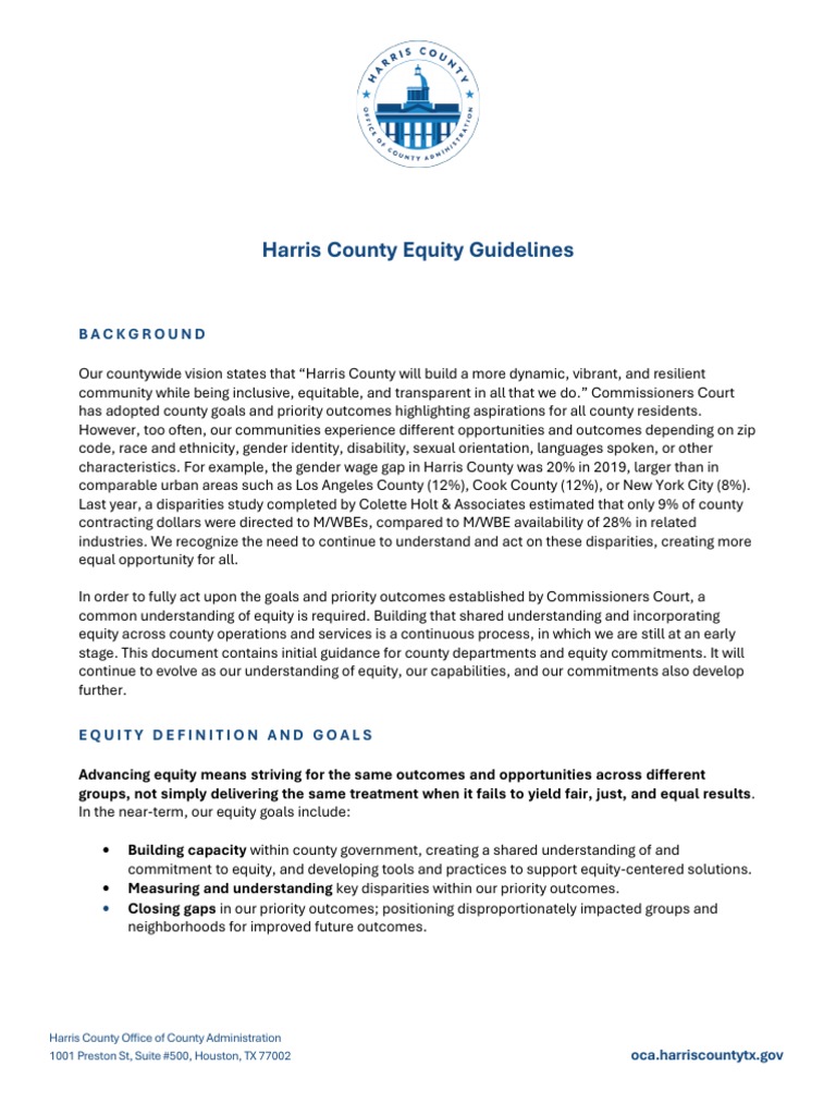 21-6135 Harris County Equity Guidelines | PDF | Equity (Law) | Gender