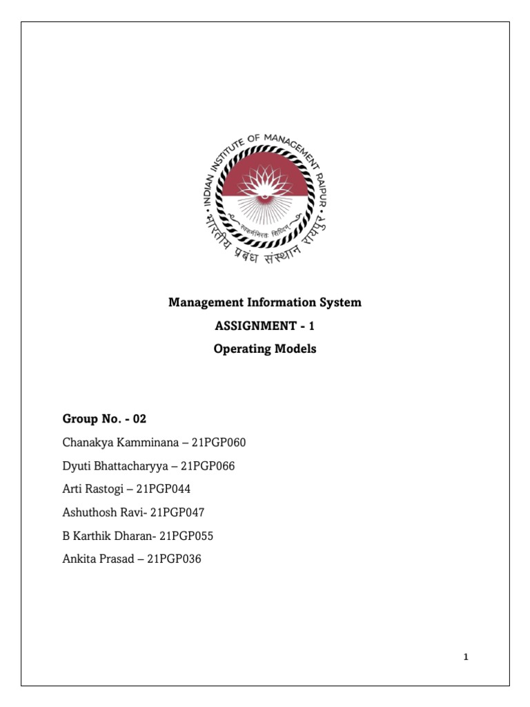 Management Information System Assignment - 1 Operating Models | PDF | Business Process | Economies