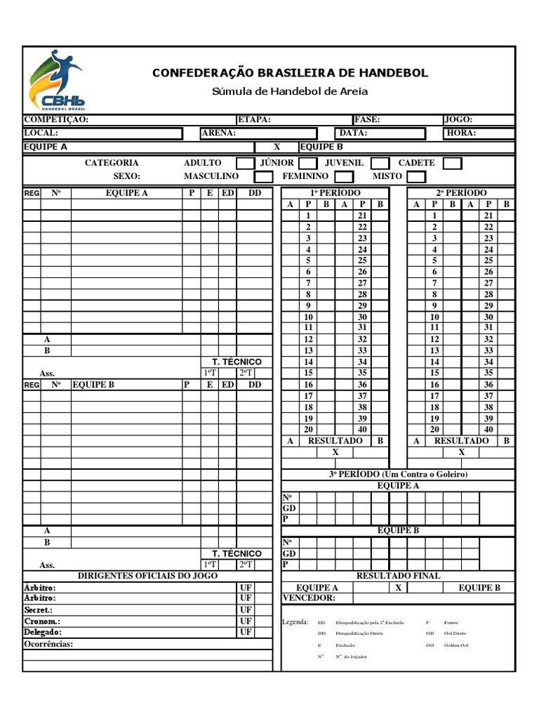 Sumula de Handebol de Areia | PDF | Esportes