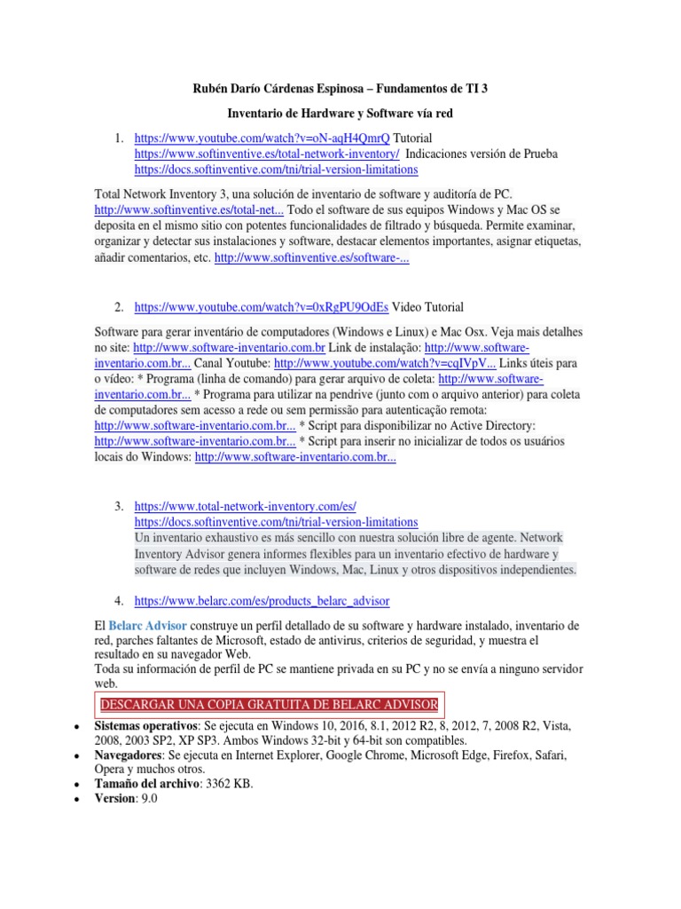 Inventario HW y SW en Red | PDF | Microsoft Windows | Mac OS