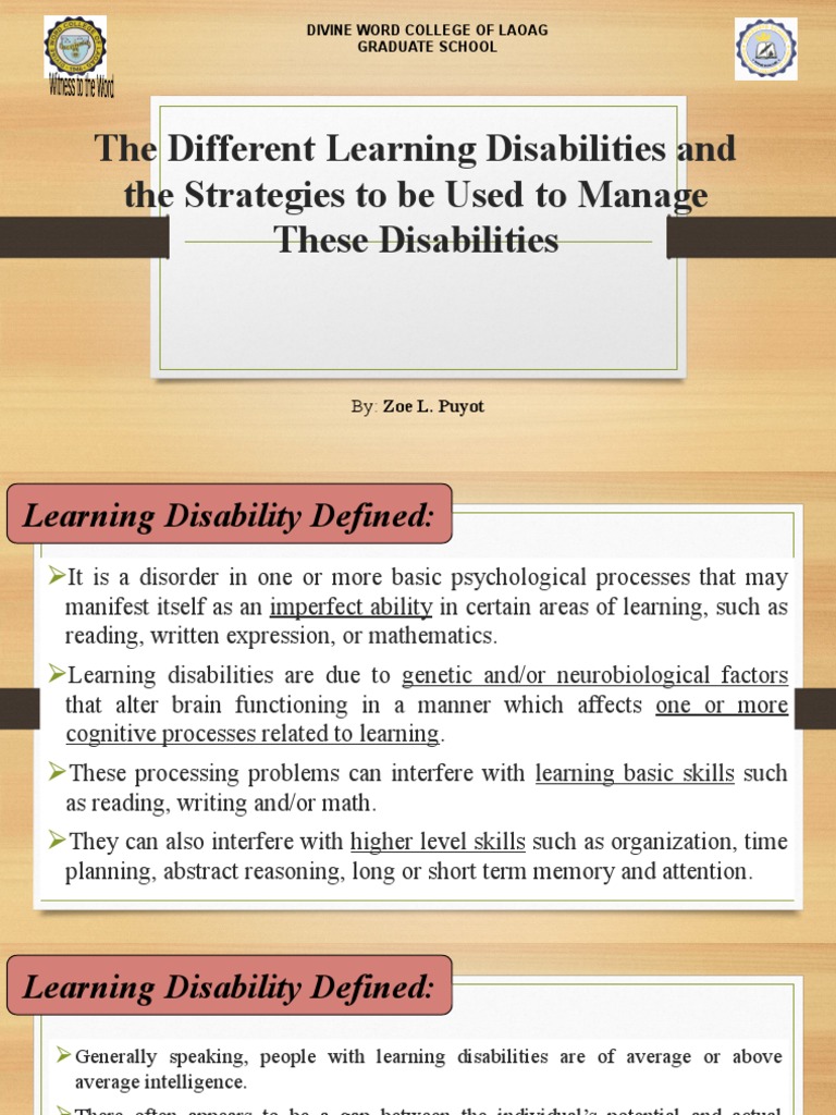 The Different Learning Disabilities and The Strategies To Be Used To ...