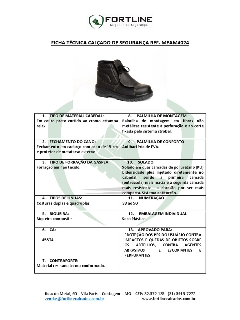 FICHA TECNICA Botina | PDF