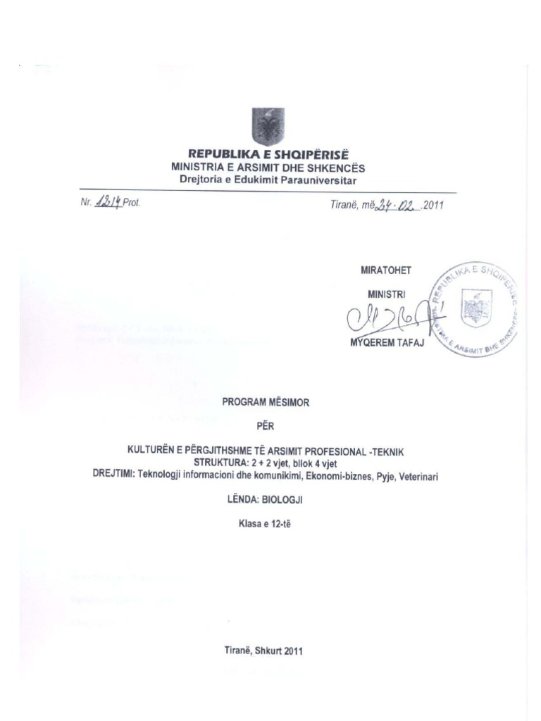Biologjia Klasa 12 | PDF