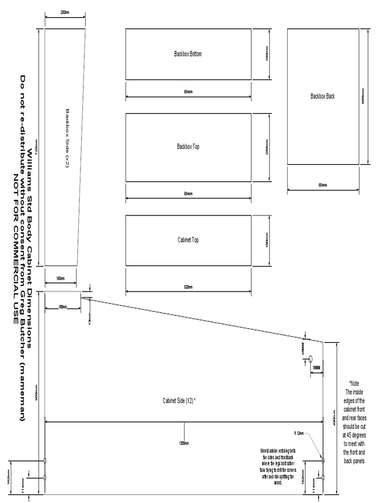 Williams Widebody Cabinet Dimensions | PDF