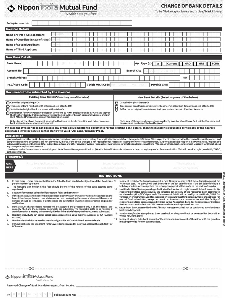 Change of Bank Details Form | PDF | Cheque | Banks