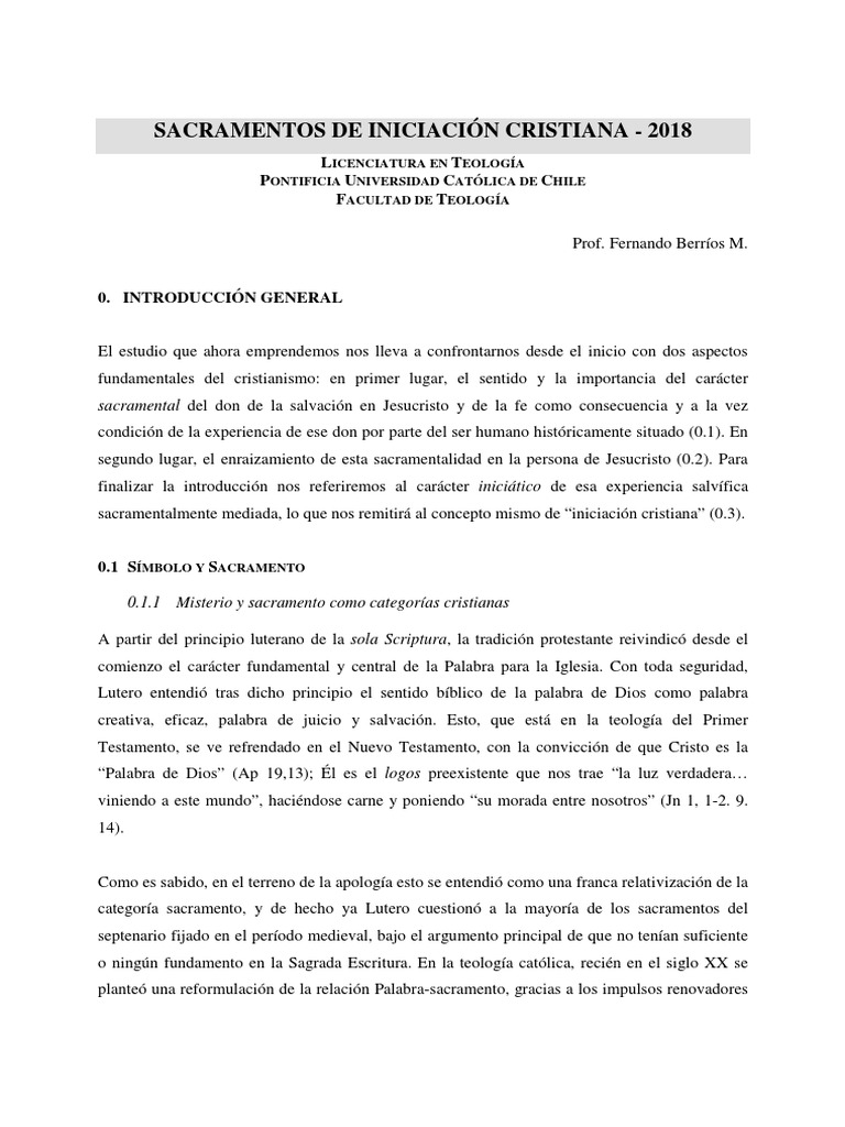 SACRAMENTOS INICIACIÓN CRISTIANA - APUNTES 2018 (Intro) | PDF | Jesús ...