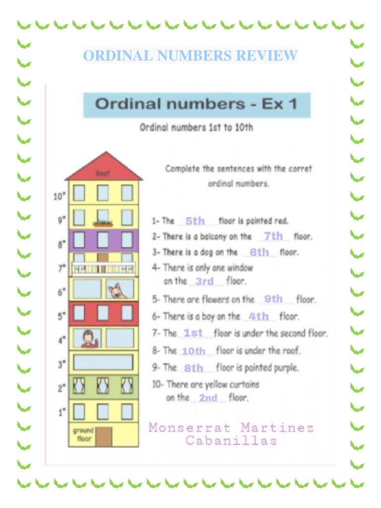 Ordinal Numbers and Feelings Review | PDF | Finance & Money Management