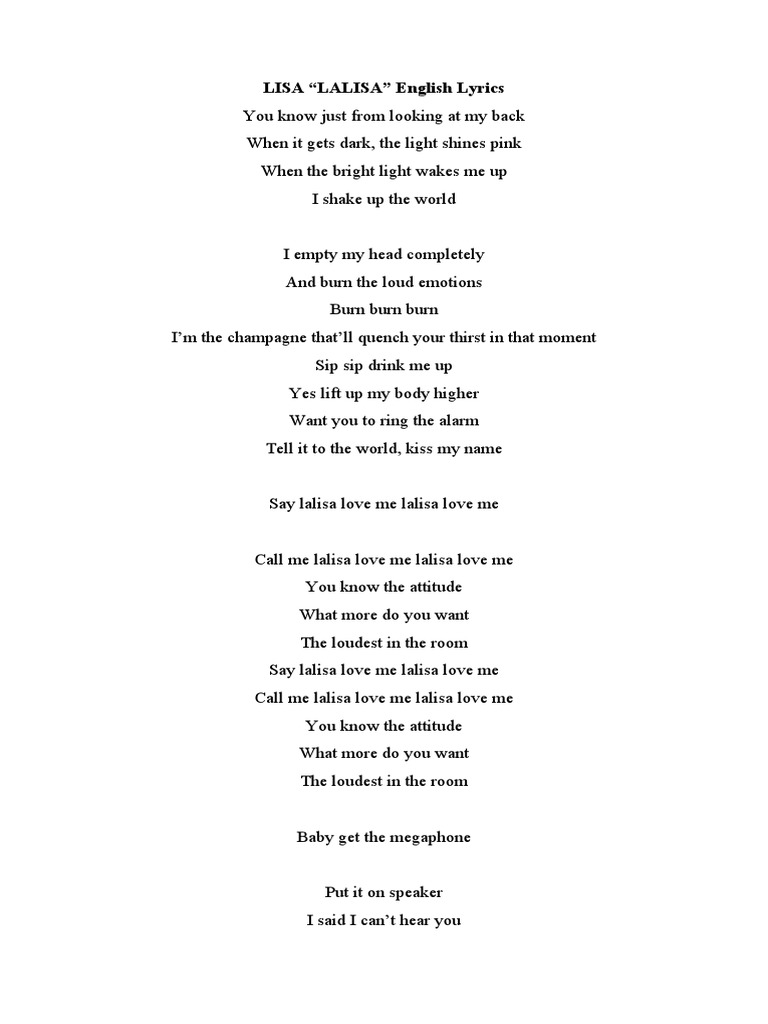 Lisa "Lalisa" English Lyrics | PDF