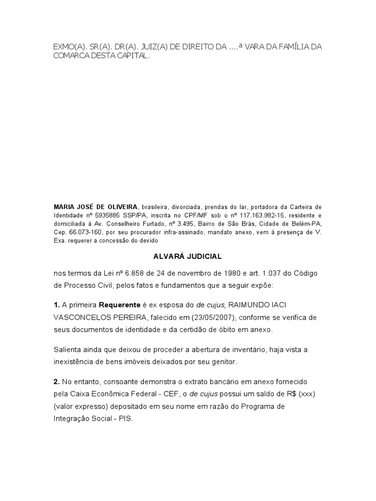 Modelo de Alvará Judicial | PDF | Advogado | Cheque (banco)