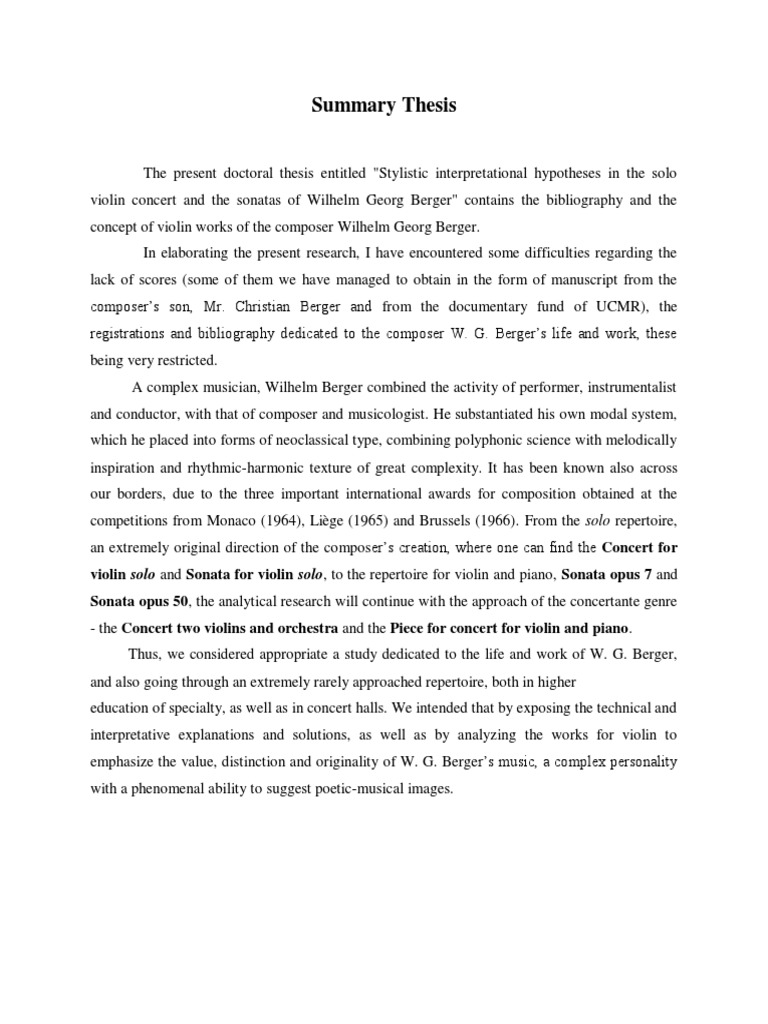 Rezumat Teza | PDF | Composers | Sonata