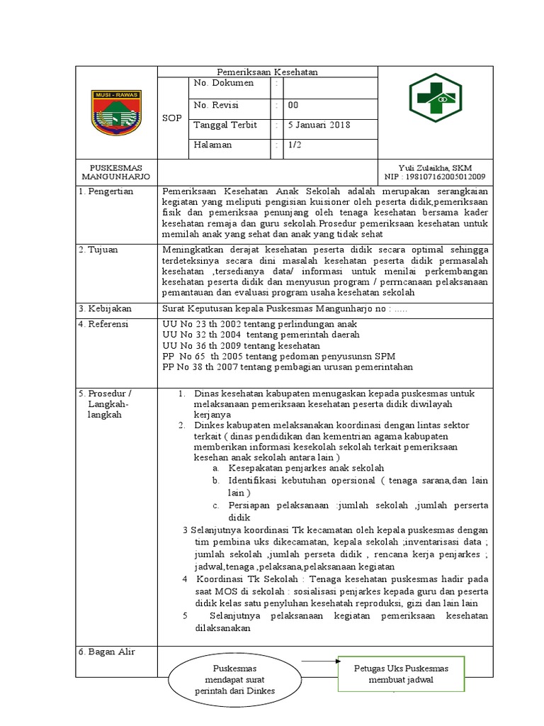 B Sop Pemeriksaan Kesehatan | PDF | Kesehatan Holistik | Sains & Matematika