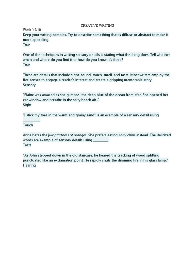 Creative Writing Week 2 7/10 | PDF