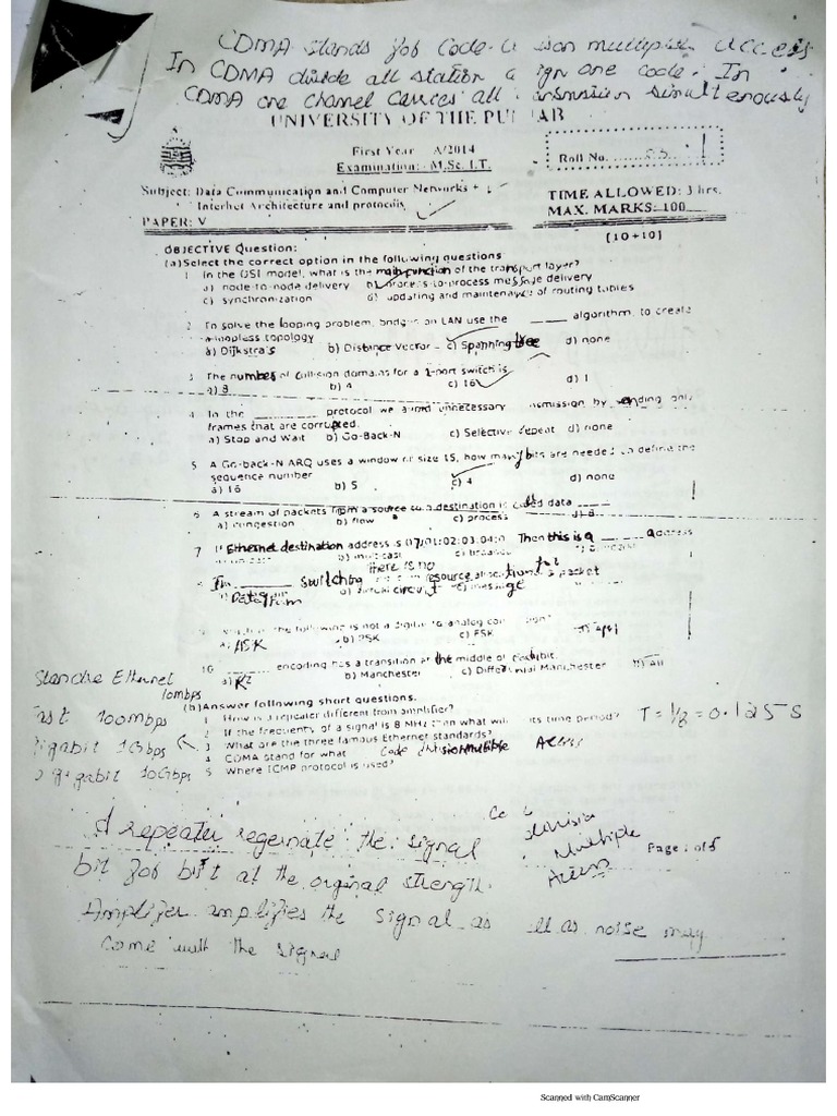 DCN+Internet Past Papers | PDF
