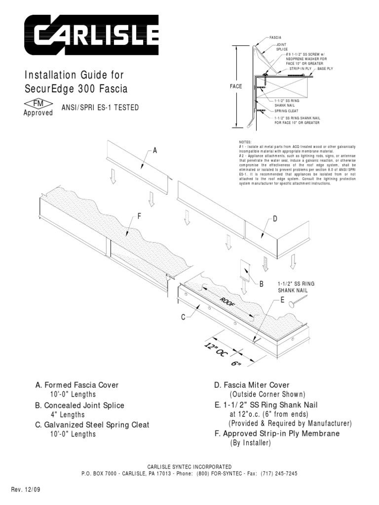 Installation Guide For Securedge 300 Fascia: Approved Ansi/Spri Es-1 ...