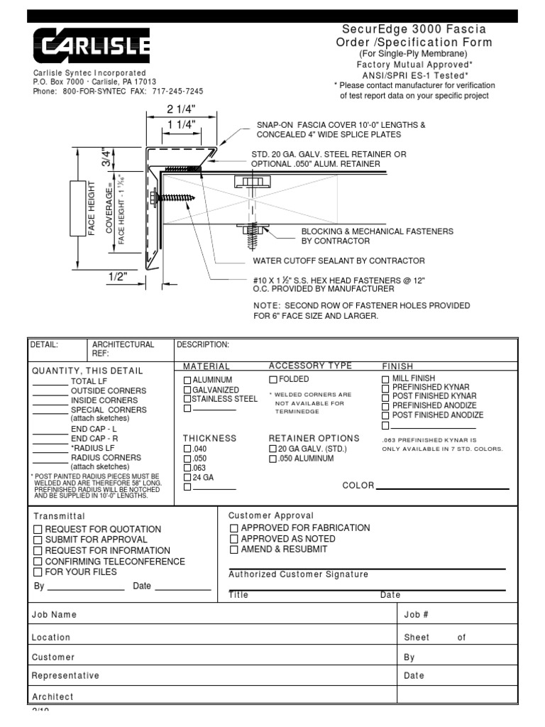 Carlisle SecurEdge 3000 OrderSpec | PDF | Building Engineering ...