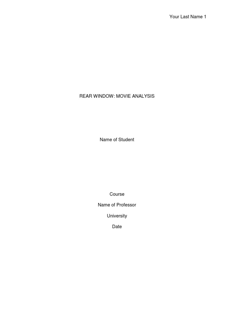 Rear Window Movie Analysis | PDF | Alfred Hitchcock | Thriller (Genre)