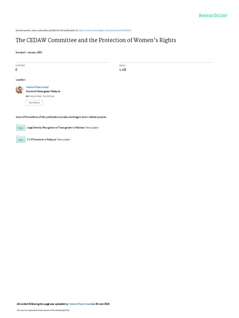 The CEDAW Committee and The Protection of Women's Rights: January 2005 ...