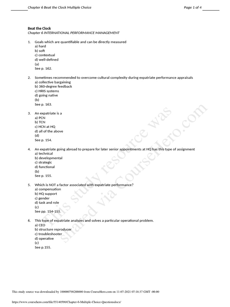 This Study Resource Was: Beat The Clock | PDF | Business | Behavioural ...