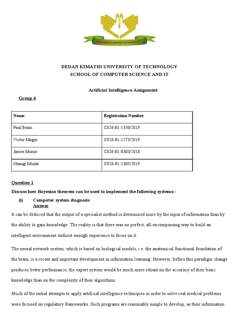 Artificial Intelligence Assignment | PDF | Bayesian Network ...