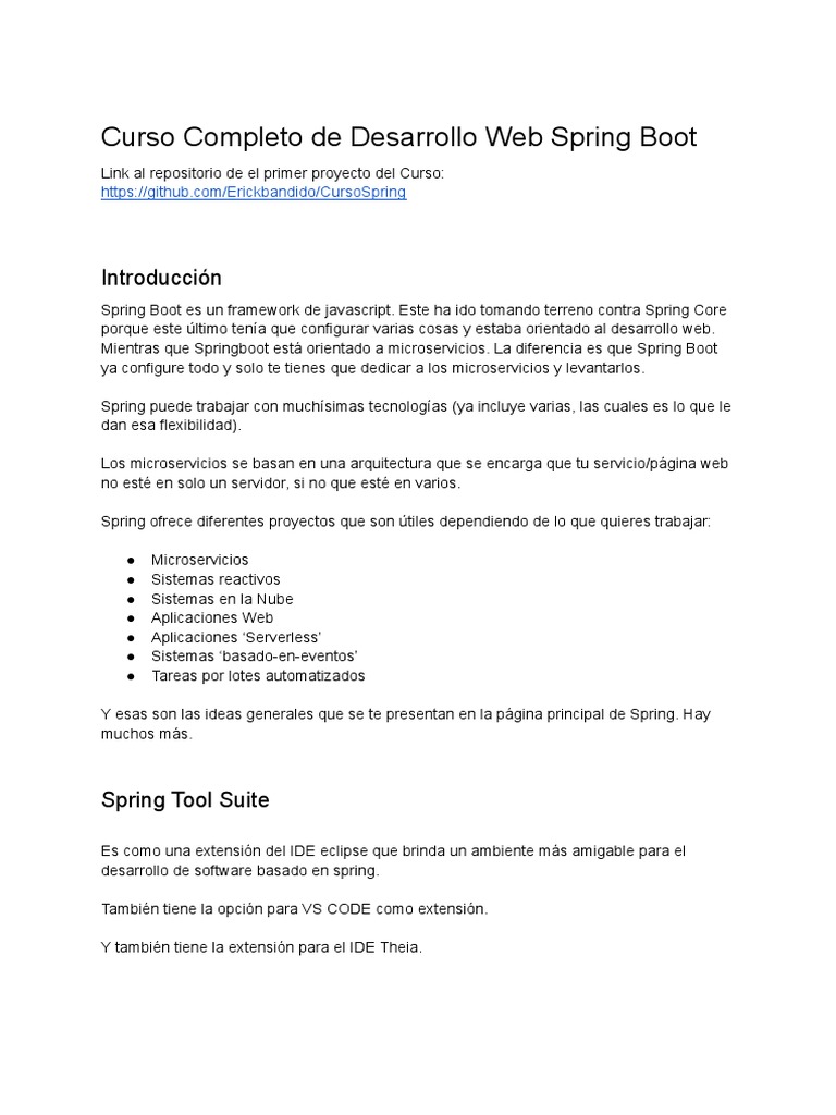 Apuntes - Curso de Spring Boot | PDF | Protocolo de Transferencia de ...