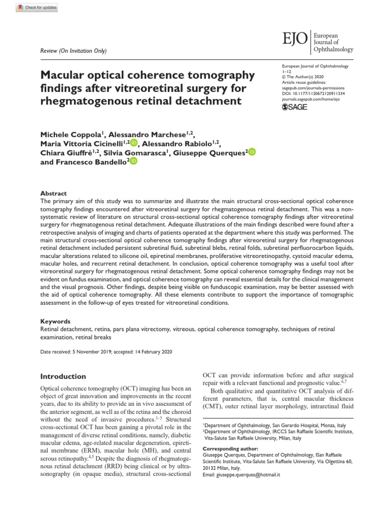 Macular Optical Coherence Tomography Findings After Vitreoretinal ...