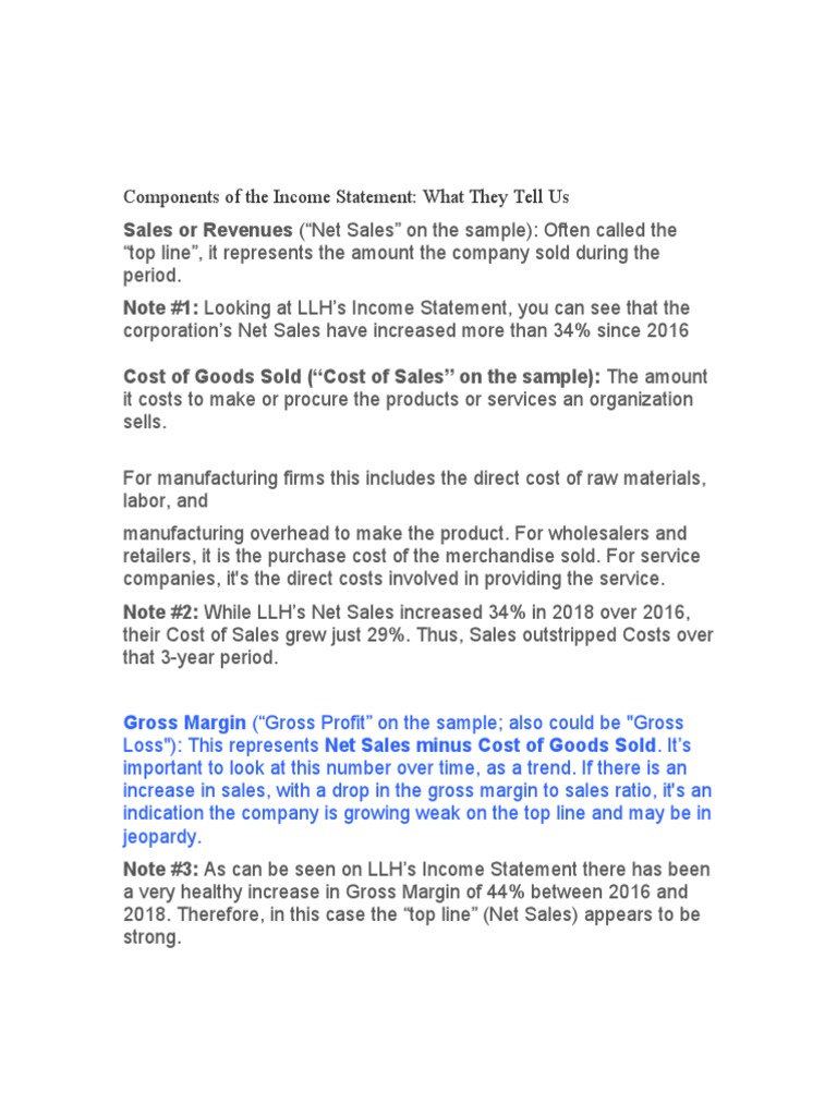 Components of The Income Statement | PDF | Revenue | Net Income