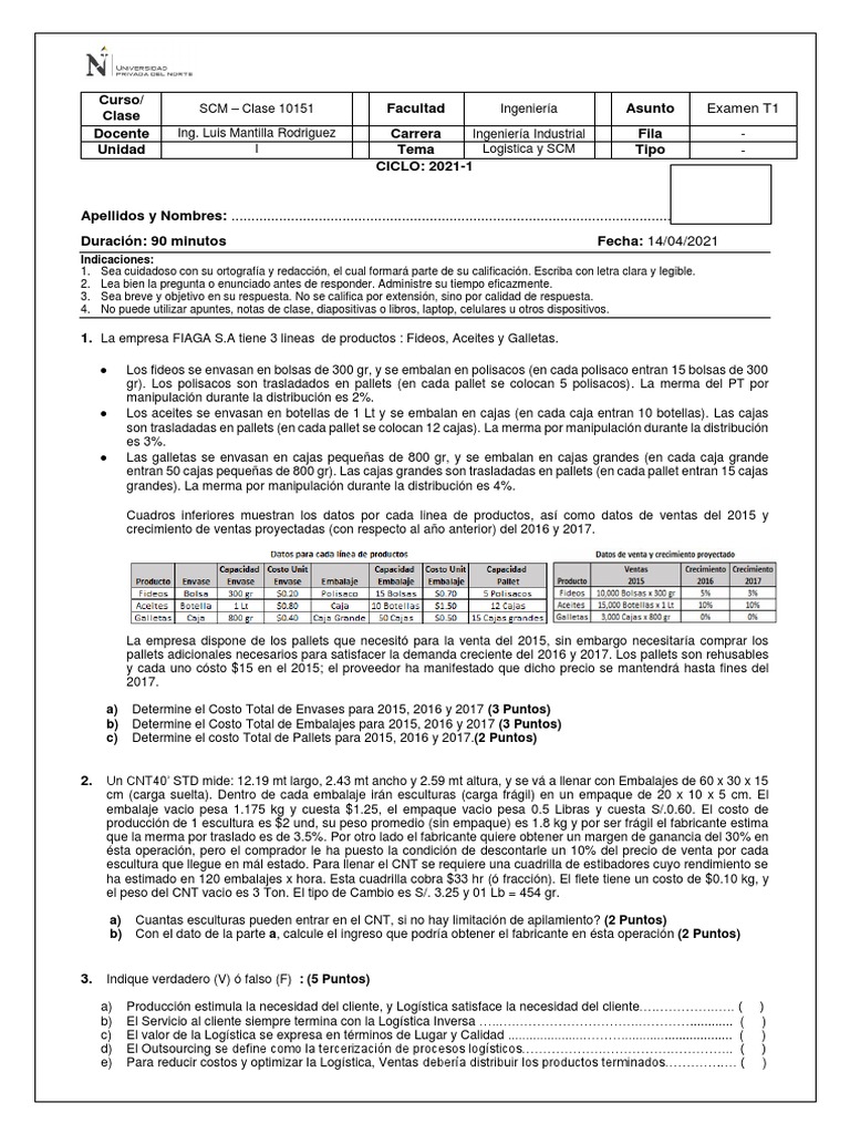 T1 - Clase 10151 | PDF | Logística | Gestión de la cadena de suministro