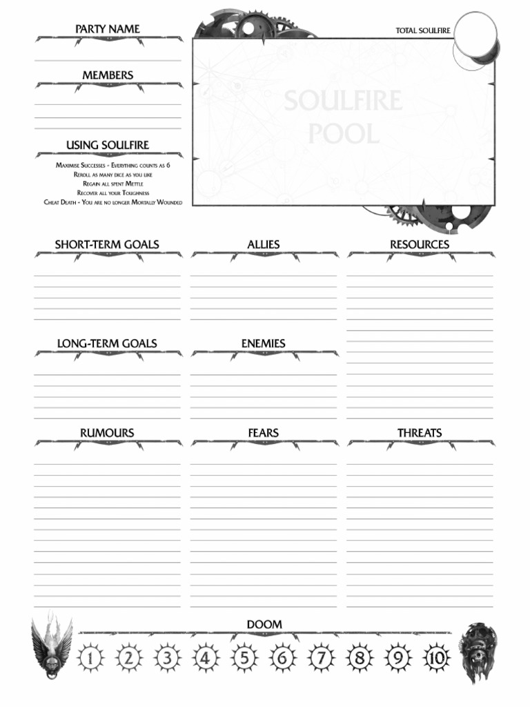 Warhammer Age of Sigmar Roleplay - Soulbound - Party Sheet (Printer ...