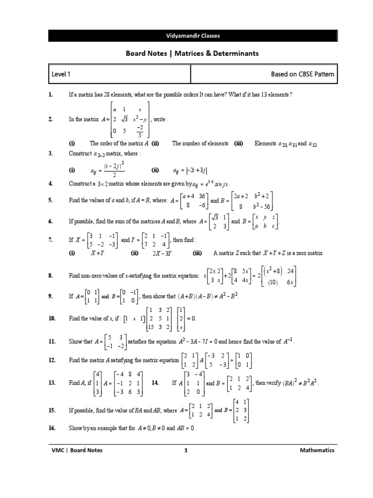 Matrices and Determinants: Solving Problems Related to Operations on ...